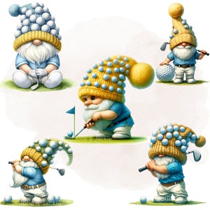 Watercolor Golfer Gnome Clipart Bundle (PNG) - Etsy