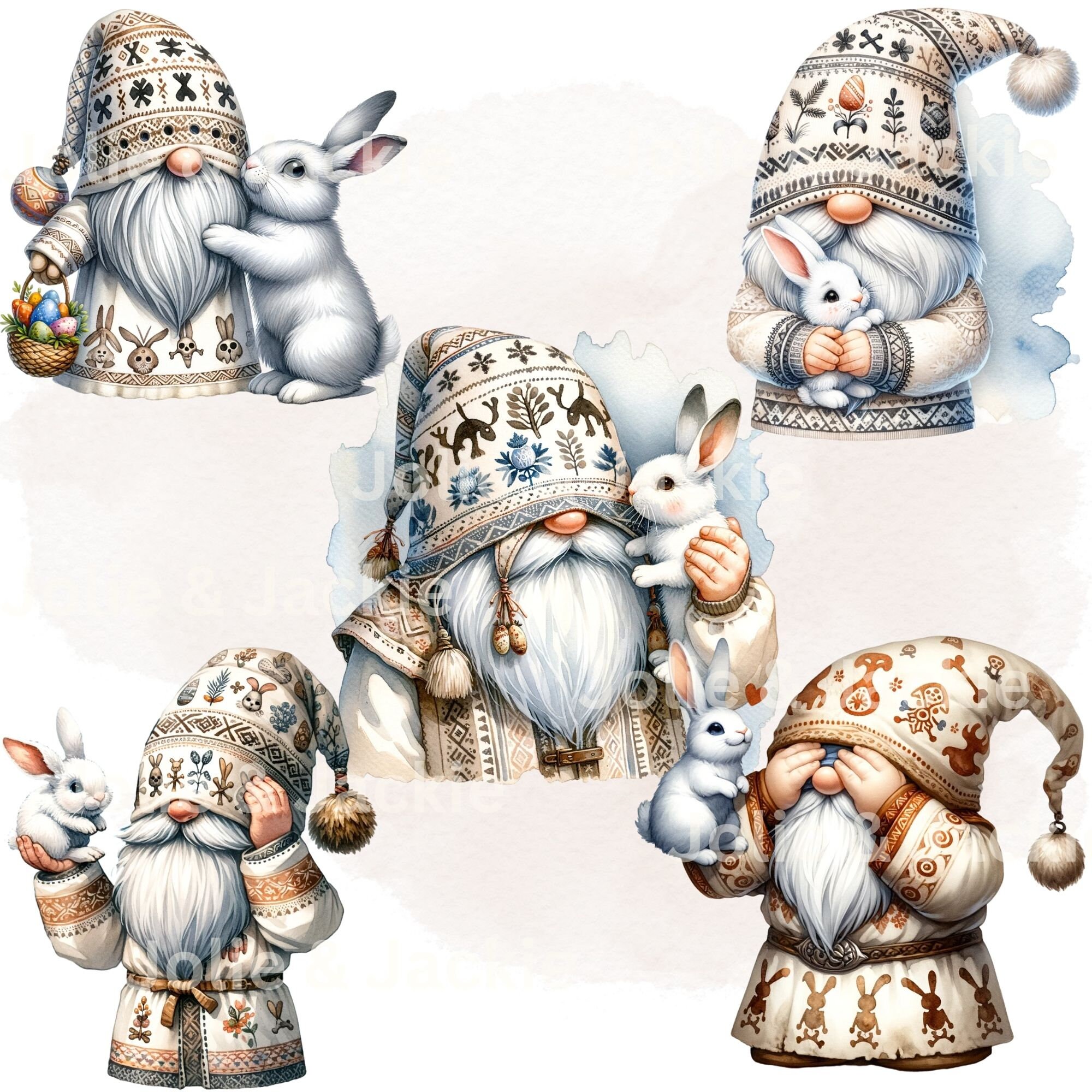 Watercolor Easter Eggs Gnome Png Clipart Bundle, Chicks Eggs, Garden ...