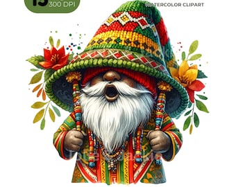 Watercolor African Gnome Gnome Png Clipart Bundle, Black History Month ...