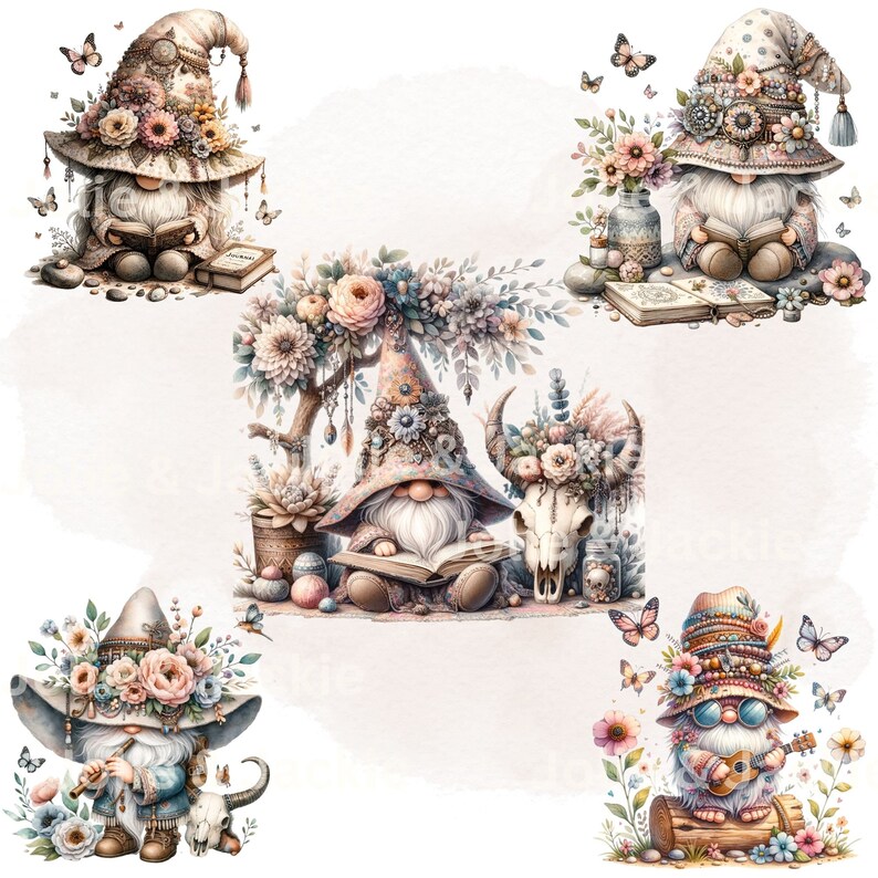 Boho Gnome, Western Gnome, Boho Wall Art, Boho Decor, Floral Western ...