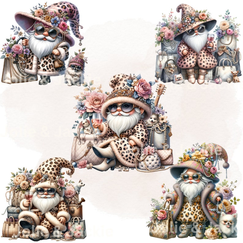 Watercolor Boujee Gnome Clipart PNG Gnome Nursery Wall Art Home Decor ...