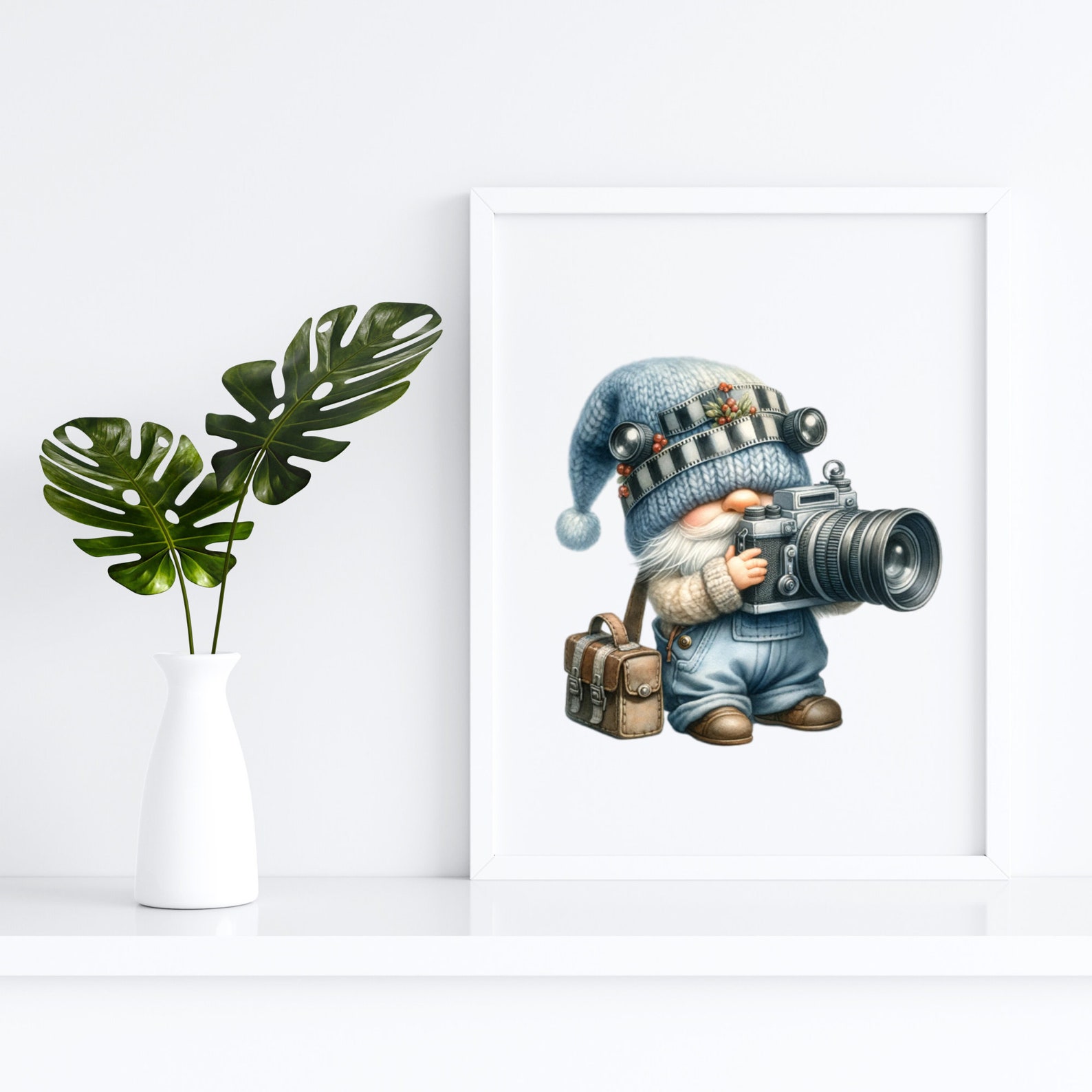 Watercolor Camera Photographer Gnome Clipart Bundle Gnome Camera ...