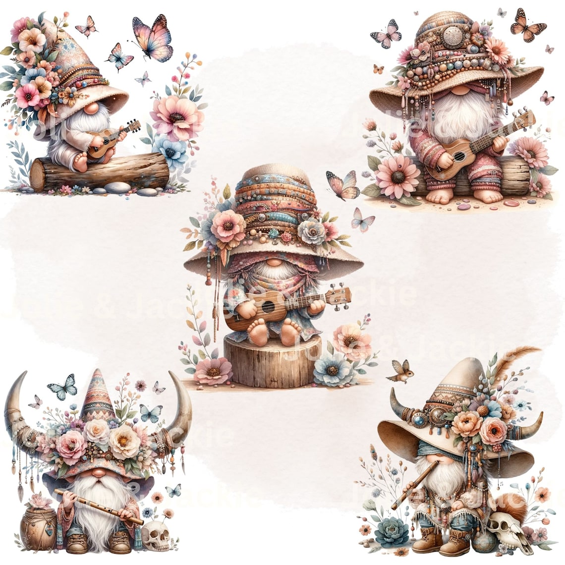 Boho Gnome, Western Gnome, Boho Wall Art, Boho Decor, Floral Western ...