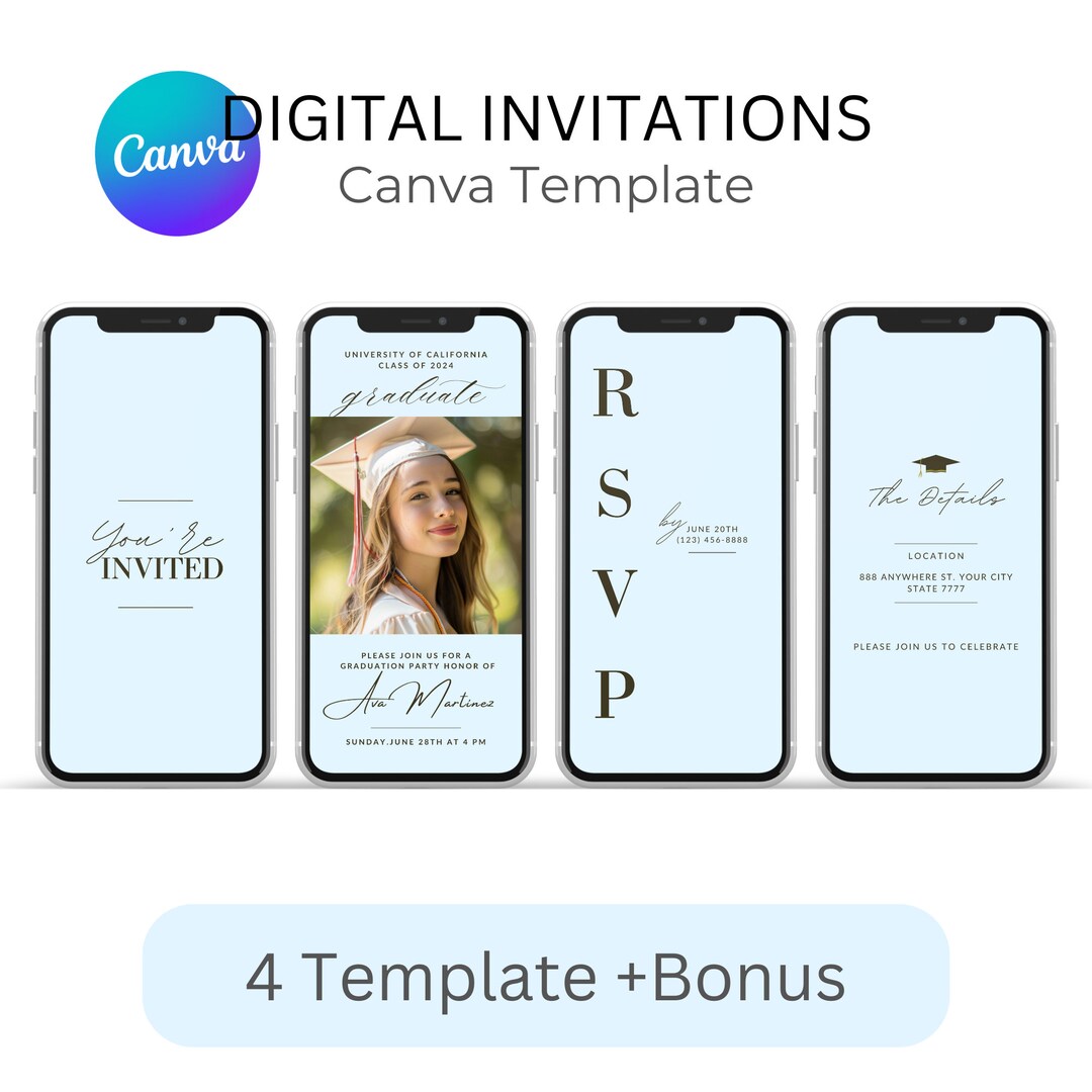 Graduation Party Invitation Video, Canva Template (digital Download) - Etsy