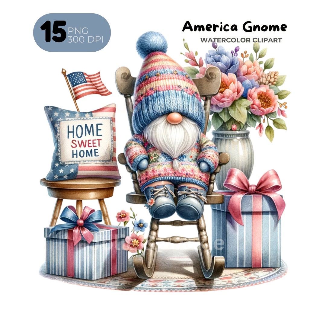 Patriotic Gnome Clipart PNG Bundle - 15 American Pride PNG, 4th of July ...
