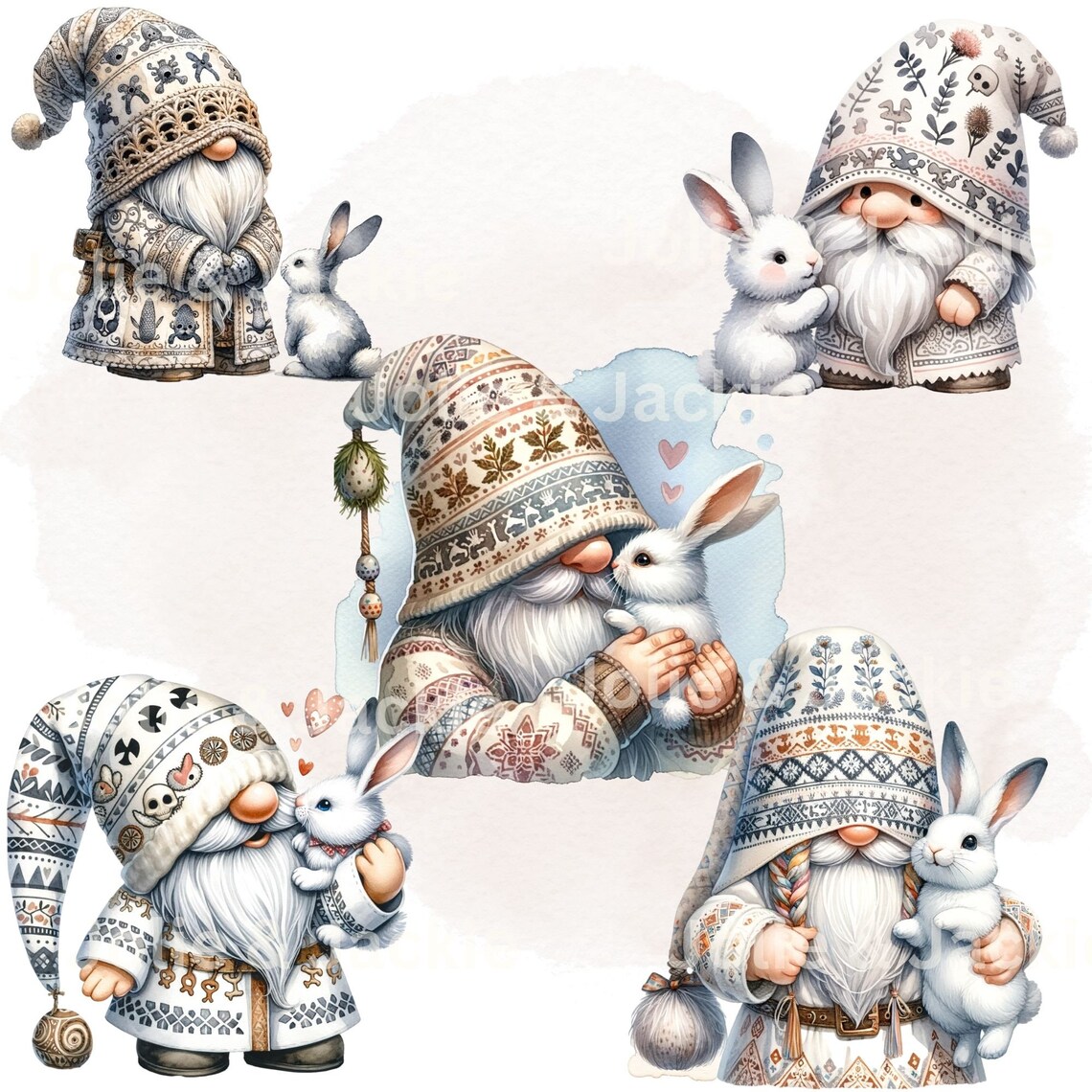 Watercolor Easter Eggs Gnome Png Clipart Bundle, Chicks Eggs, Garden ...