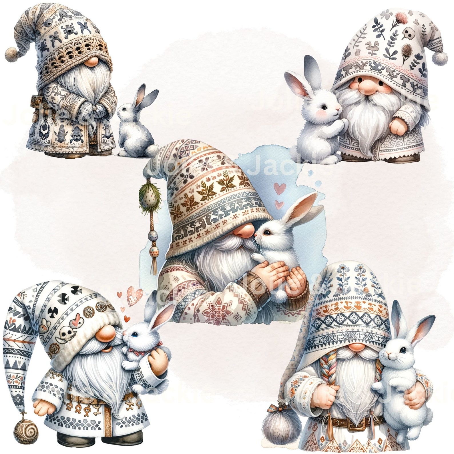 Watercolor Easter Eggs Gnome Png Clipart Bundle, Chicks Eggs, Garden ...