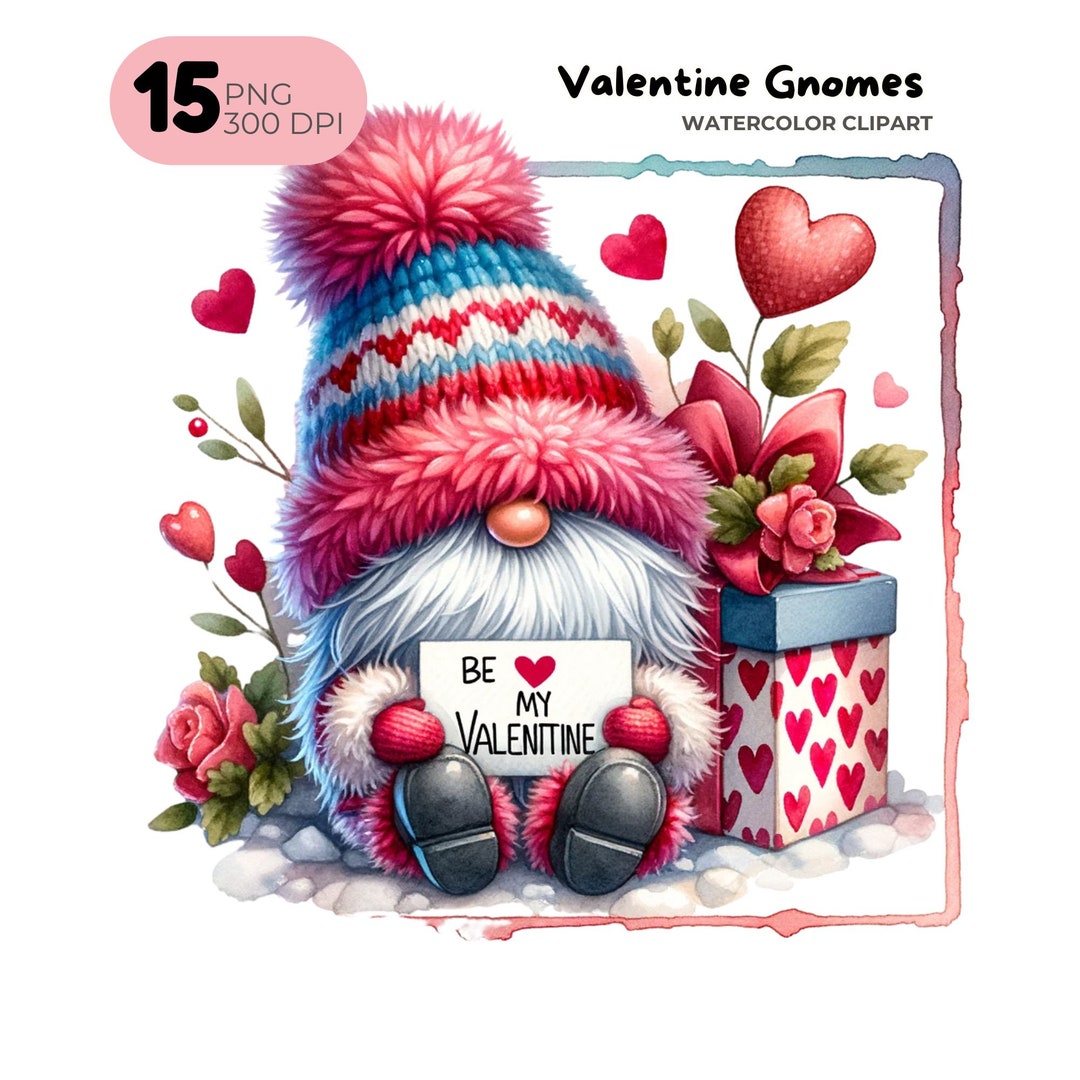 Valentine Gnomes Watercolor Clipart, PNG Graphics (digital Download) - Etsy
