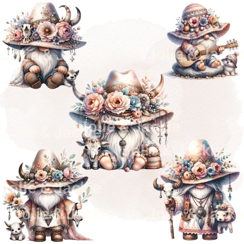 Boho Gnome, Boho Western PNG Clipart Set, Floral Western PNG, Western ...