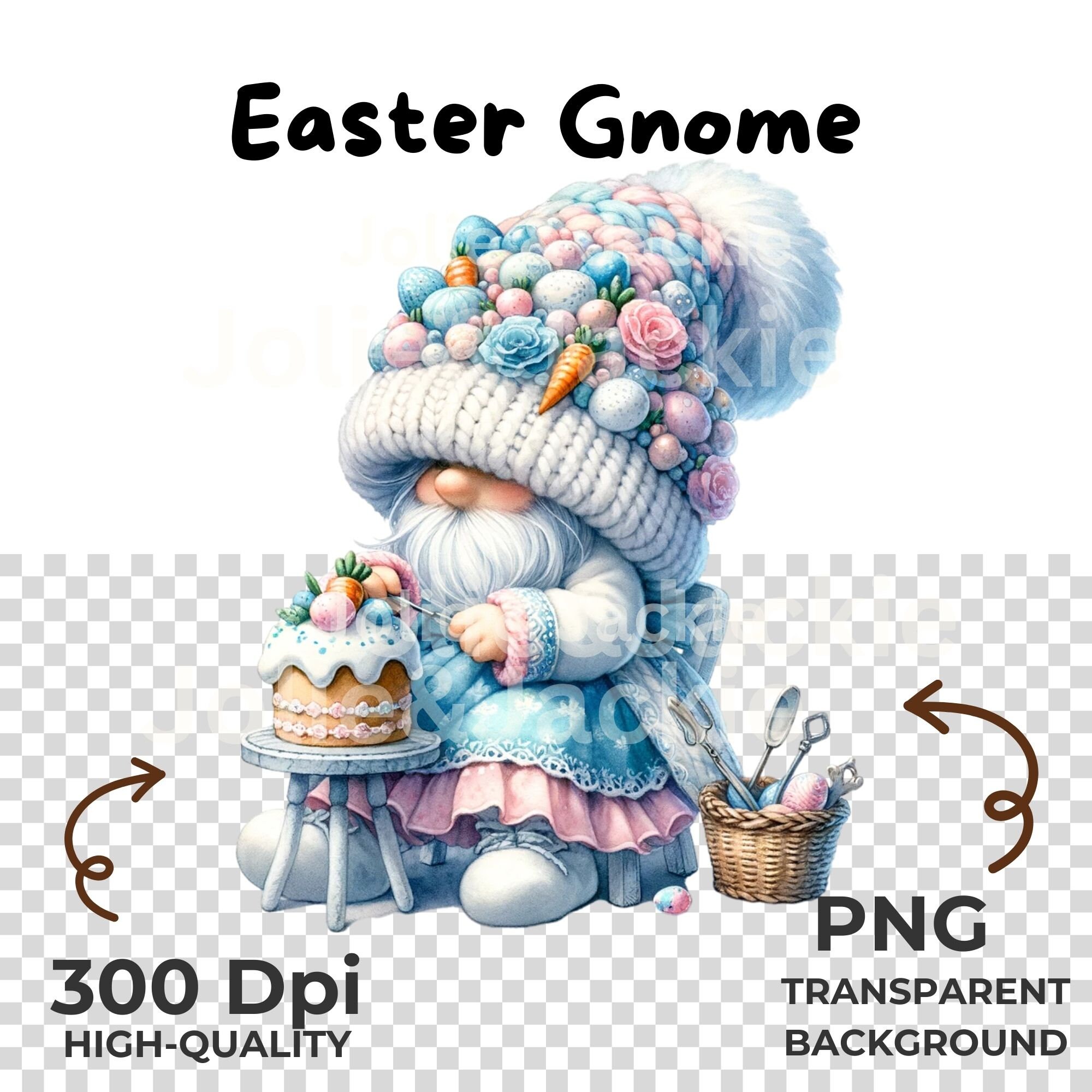 Watercolor Easter Gnome Png Clipart Bundle, Garden Clipart, Spring ...