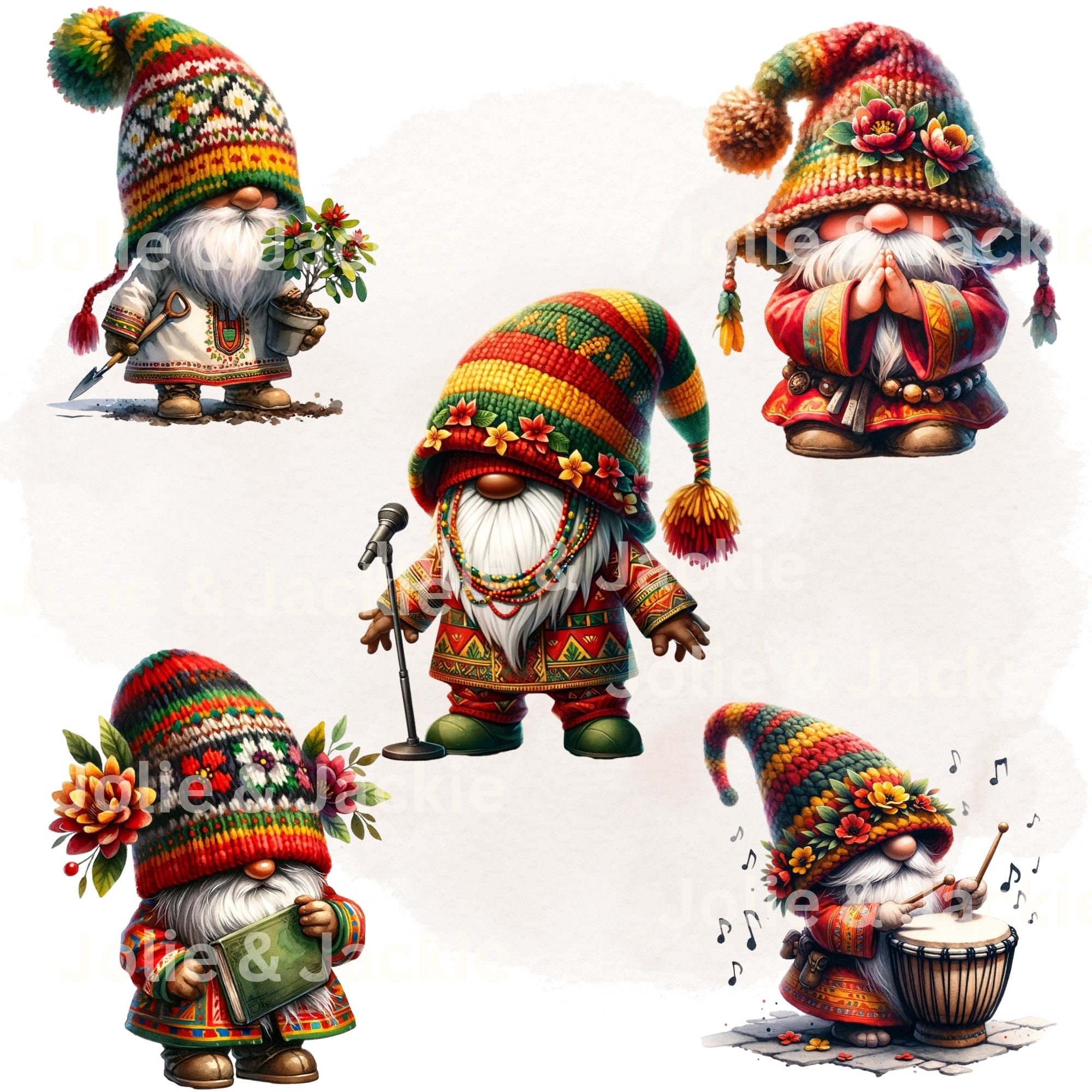 Watercolor African Gnome Gnome Png Clipart Bundle, Black History Month ...