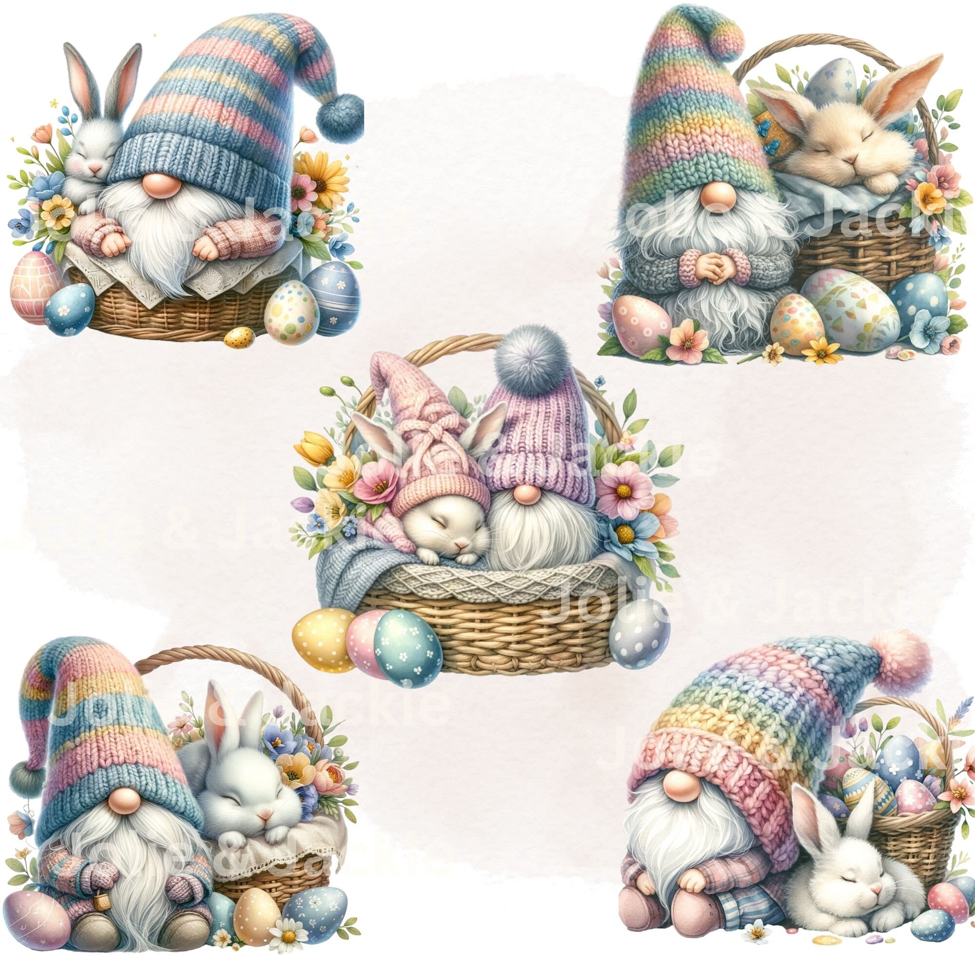 Watercolor Easter Gnome Png Clipart Bundle, Garden Clipart, Spring ...