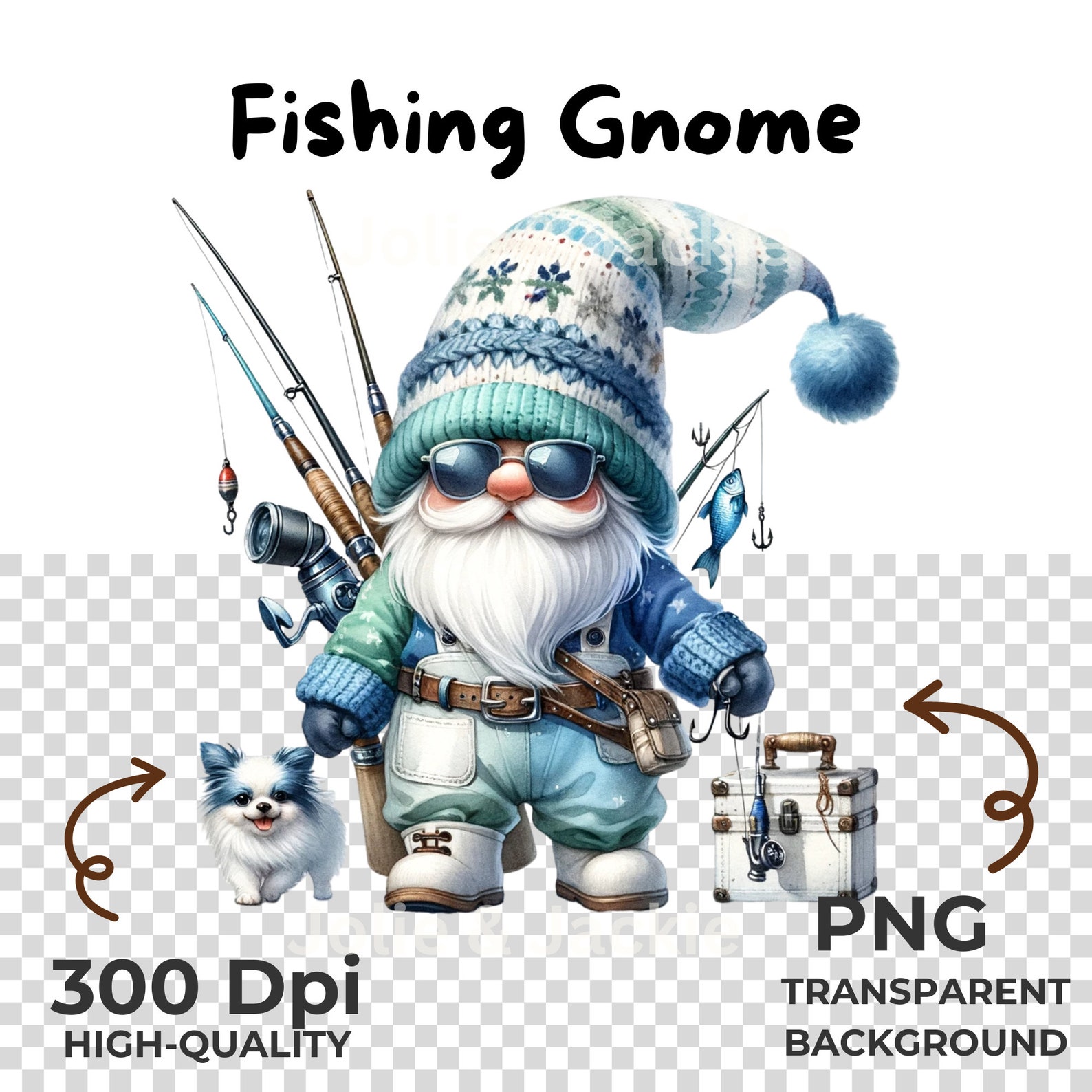 Watercolor Fishing Gnome Clipart Bundle Png, Fisherman Gnome, Fly ...