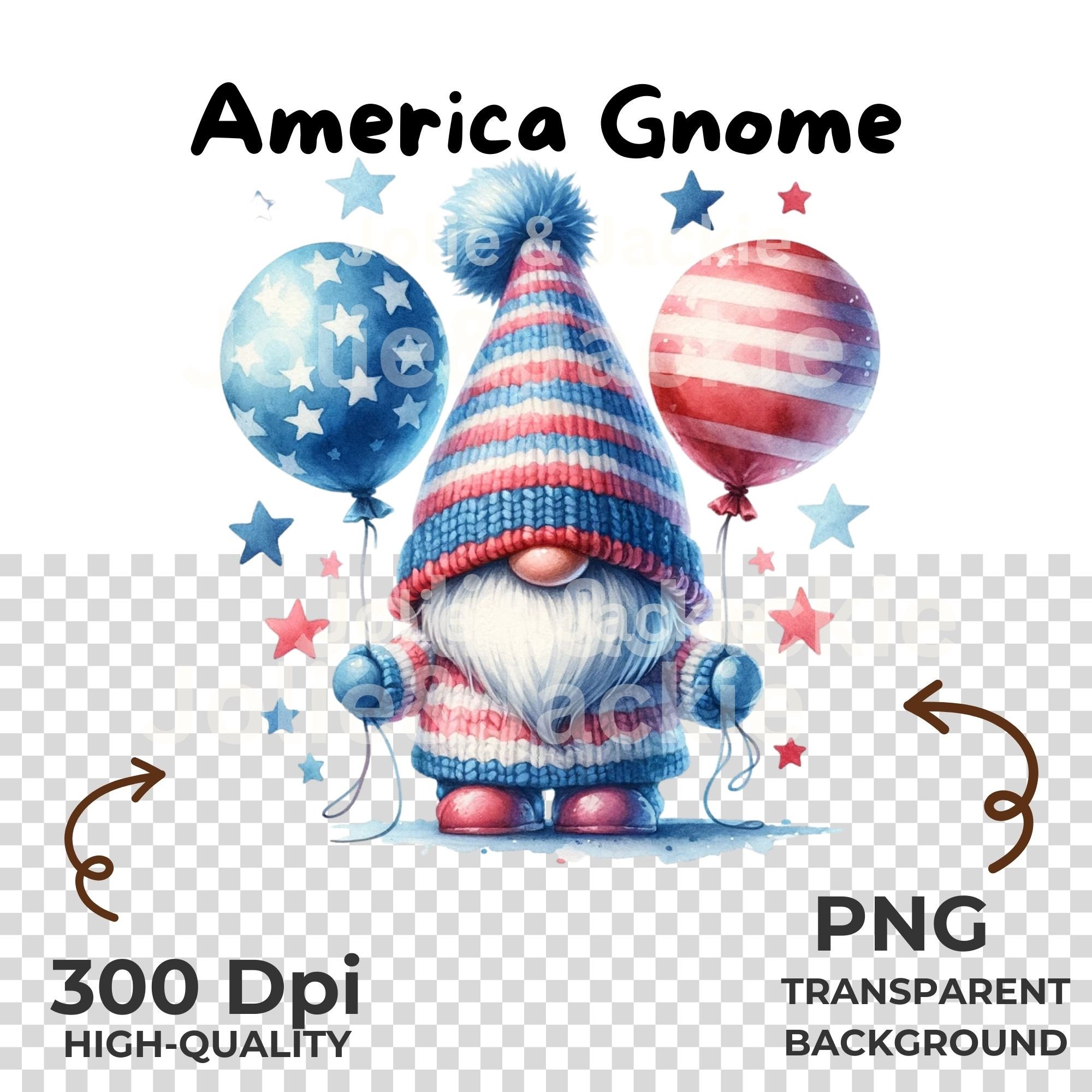 Patriotic Gnome Clipart PNG Bundle 15 American Pride PNG, 4th of July ...