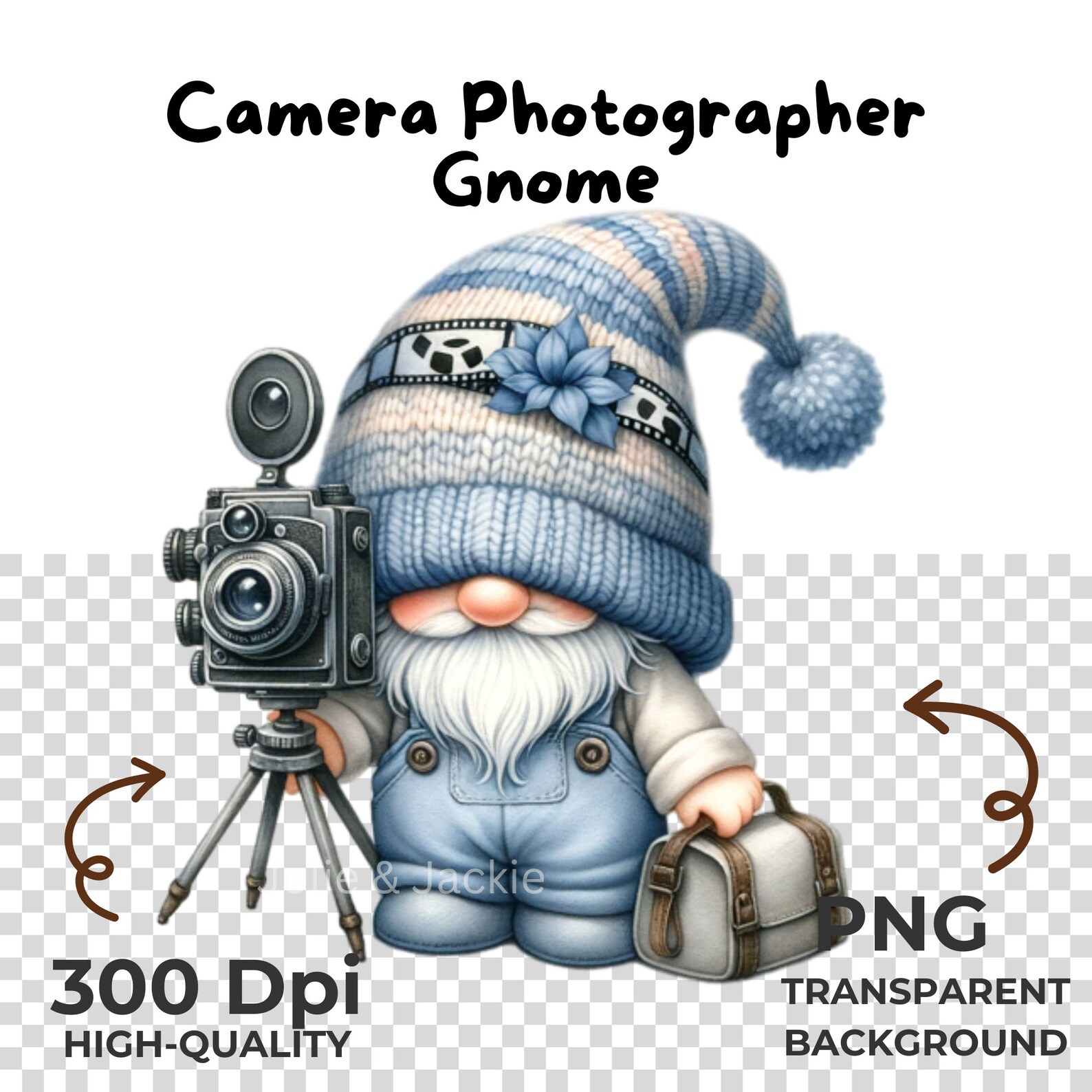 Watercolor Camera Photographer Gnome Clipart Bundle Gnome Camera ...