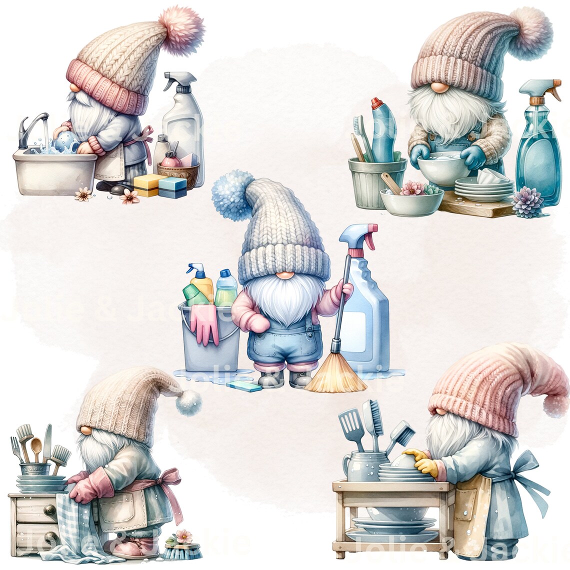 Cleaning Gnomes Clipart, Laundry Day, Cleaning Planner Stickers Clip Art, Gnome PNG, Chore ...