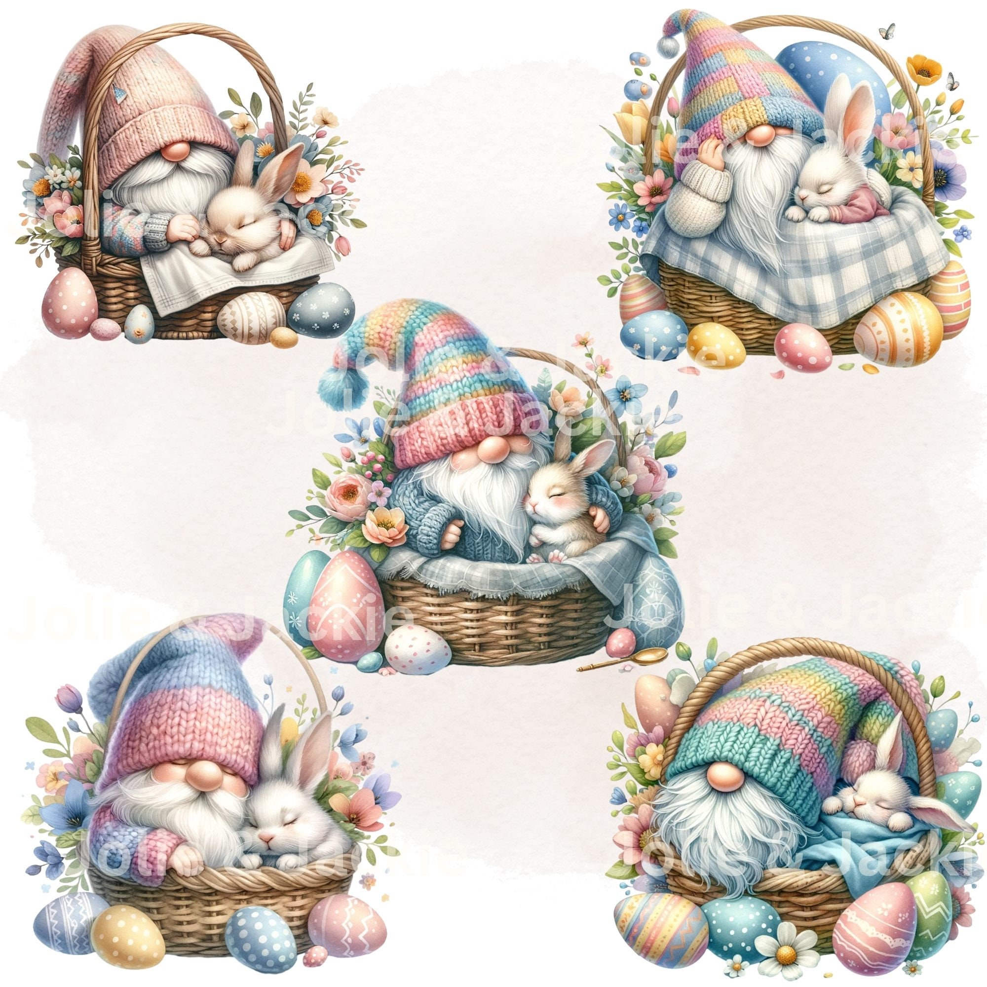 Watercolor Easter Gnome Png Clipart Bundle, Garden Clipart, Spring ...