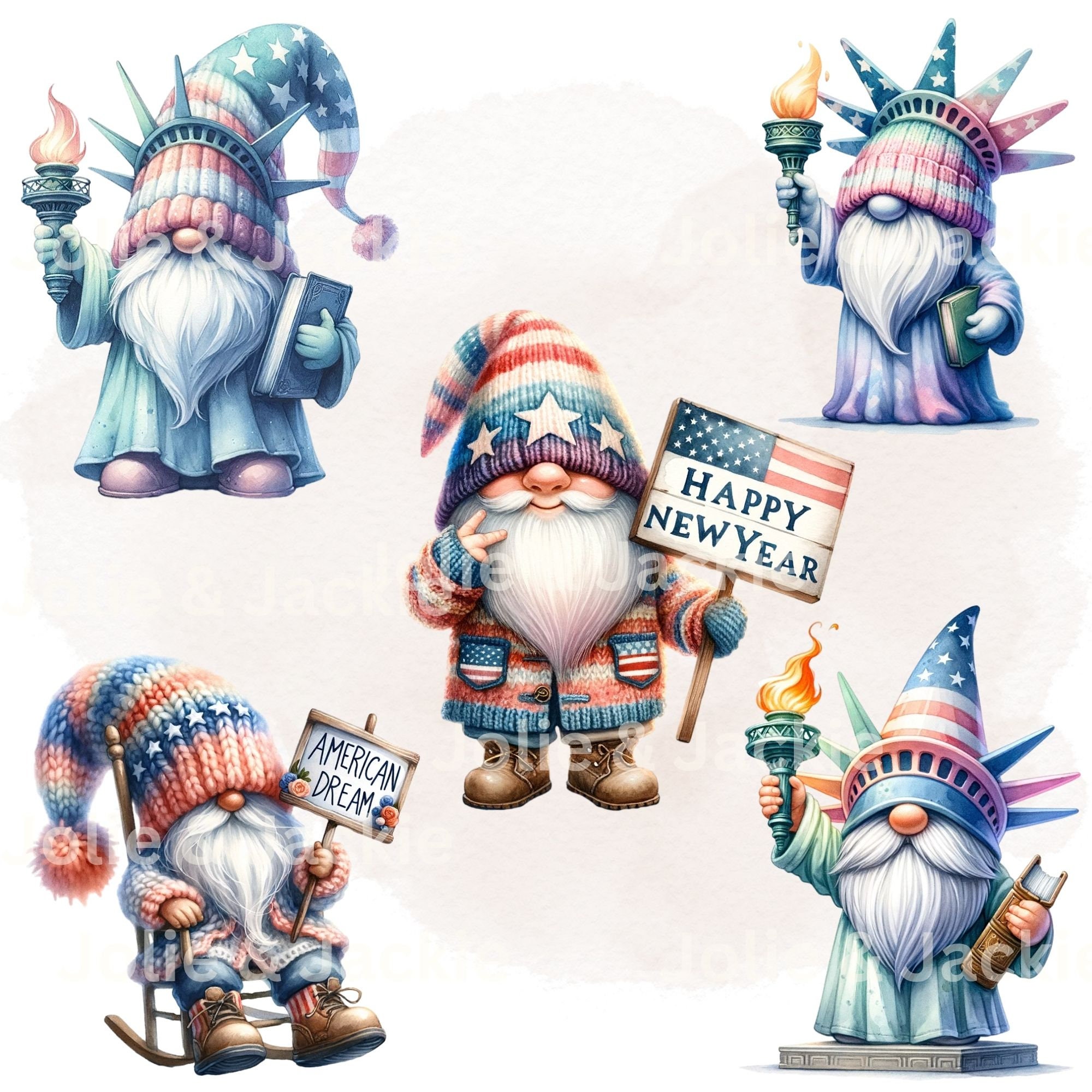 Patriotic Gnome Clipart PNG Bundle - 15 American Pride PNG, 4th of July ...