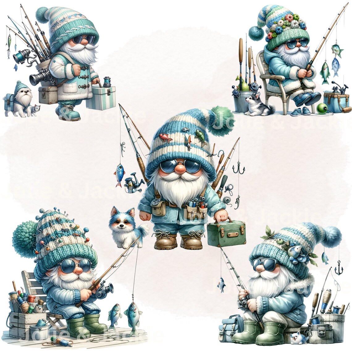 Watercolor Fishing Gnome Clipart Bundle Png, Fisherman Gnome, Fly ...