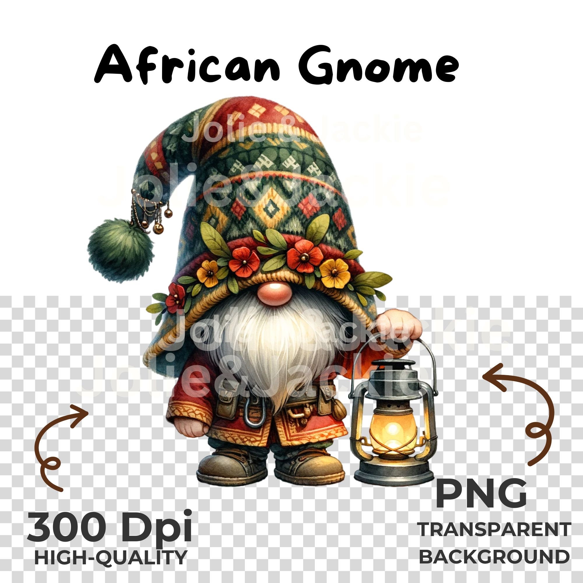 Watercolor African Gnome Gnome Png Clipart Bundle, Black History Month ...