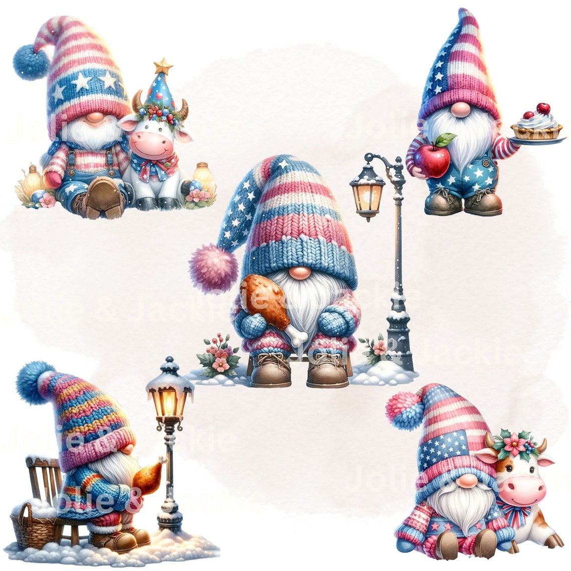 Patriotic Gnome Clipart PNG Bundle 15 American Pride PNG, 4th of July ...