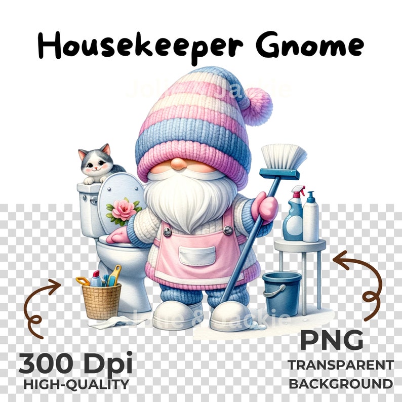 Cleaning Gnomes Clipart, Laundry Day, Cleaning Planner Stickers Clip Art, Gnome PNG, Chore ...