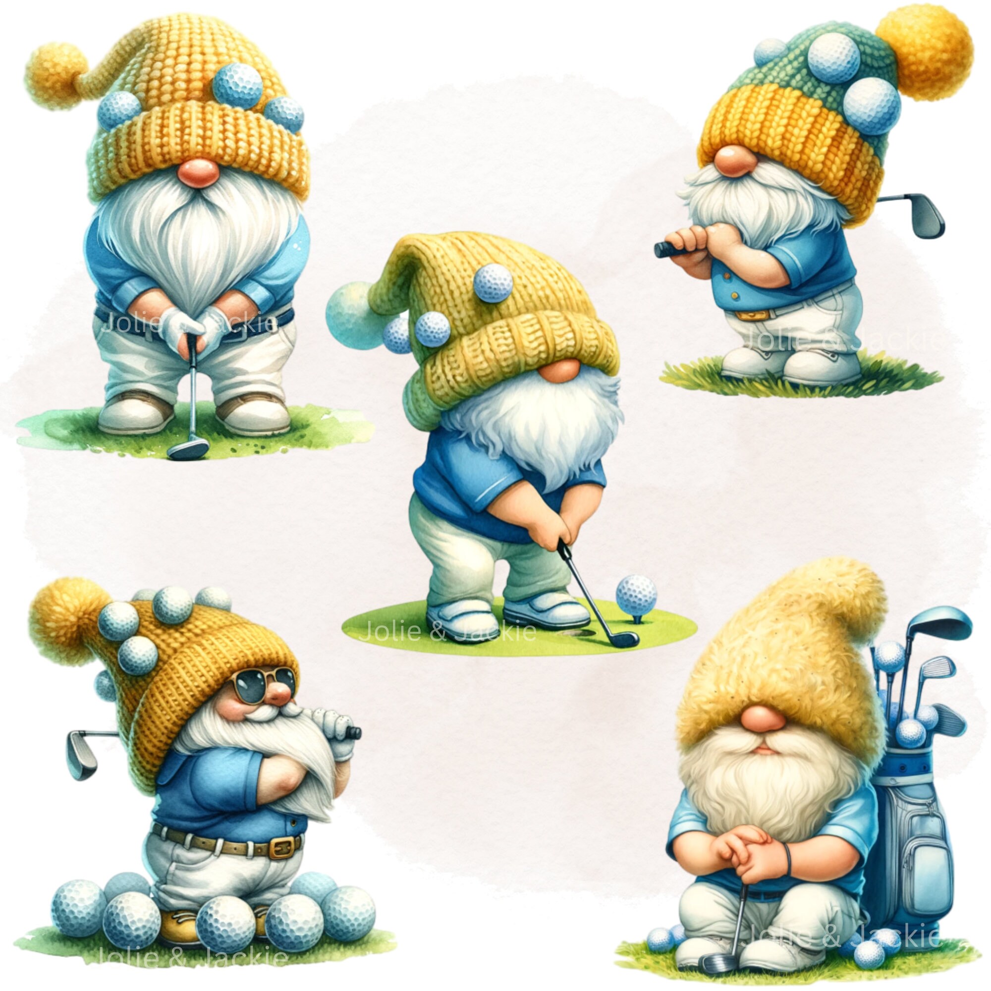 Watercolor Golfer Gnome Clipart Bundle (PNG) - Etsy