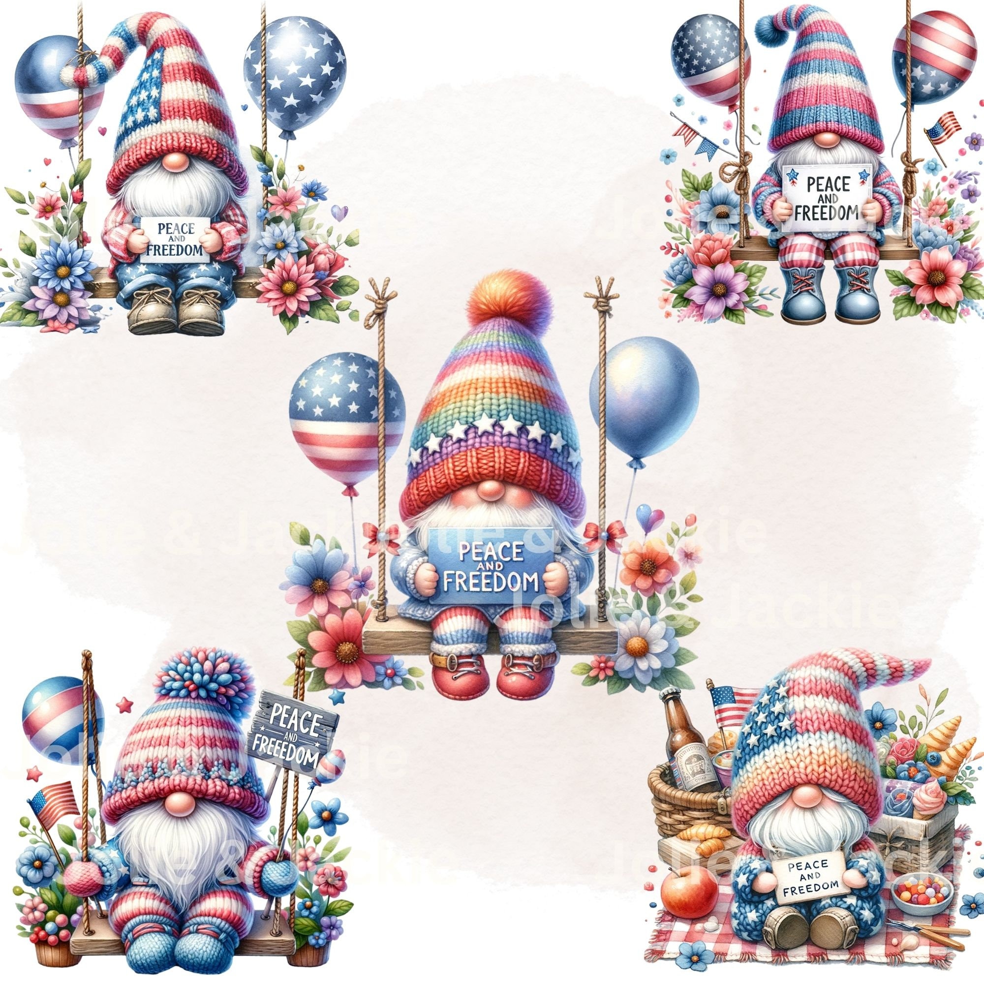 Patriotic Gnome Clipart PNG Bundle – American Pride, 4th of July ...