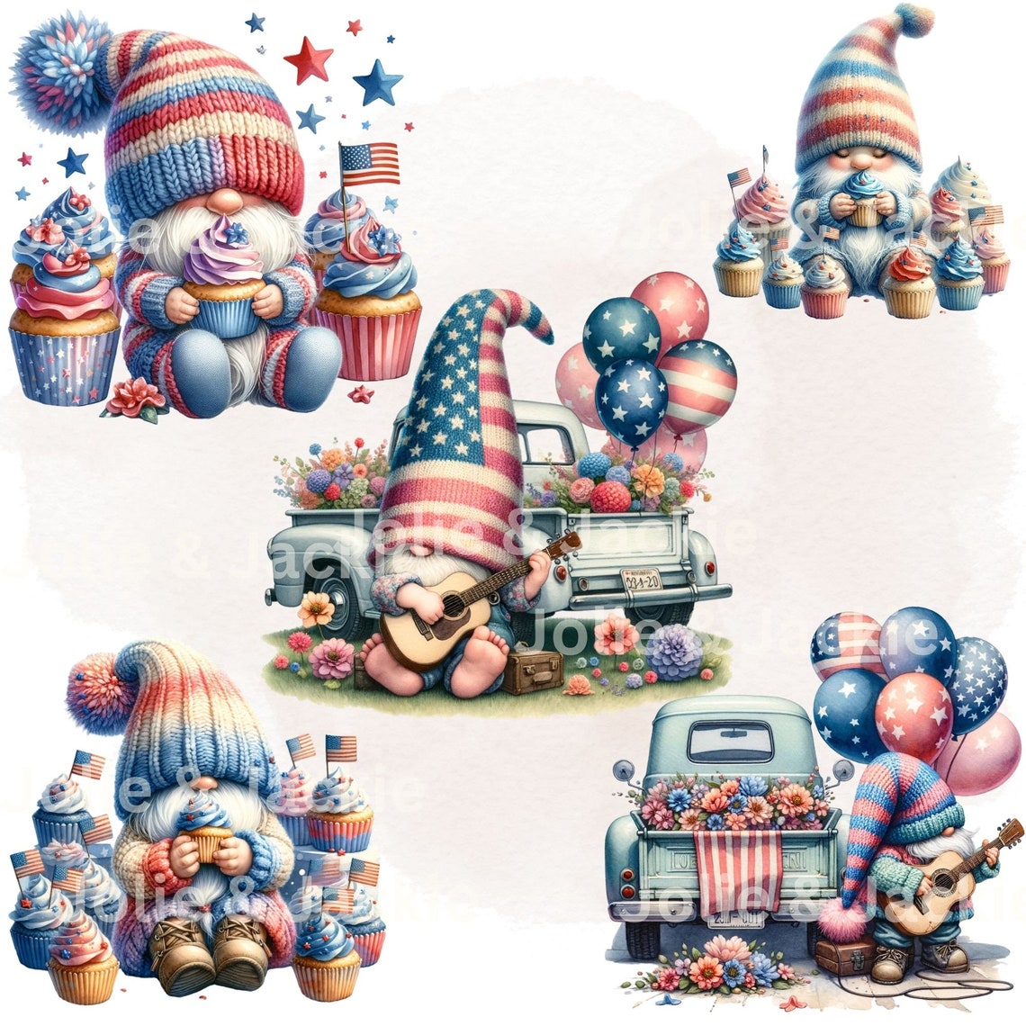 Patriotic Gnome Clipart PNG Bundle 15 American Pride PNG, 4th of July ...