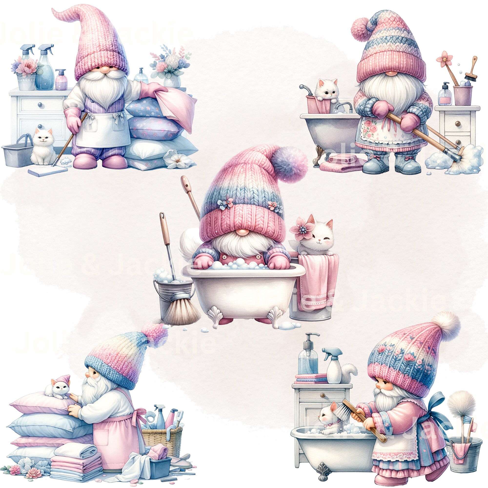 Cleaning Gnomes Clipart, Laundry Day, Cleaning Planner Stickers Clip ...