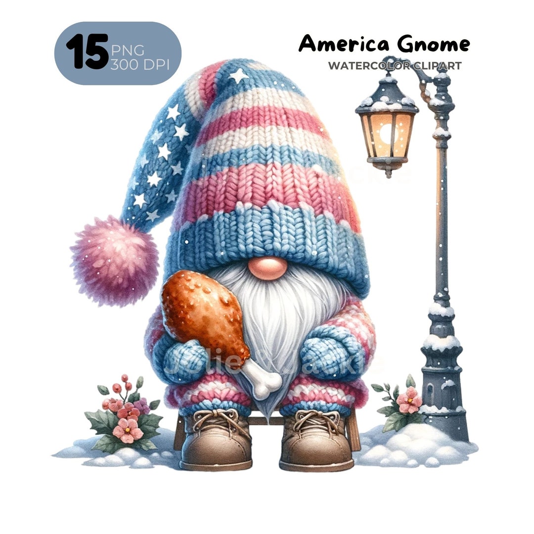 Patriotic Gnome Clipart PNG Bundle - 15 American Pride PNG, 4th of July ...