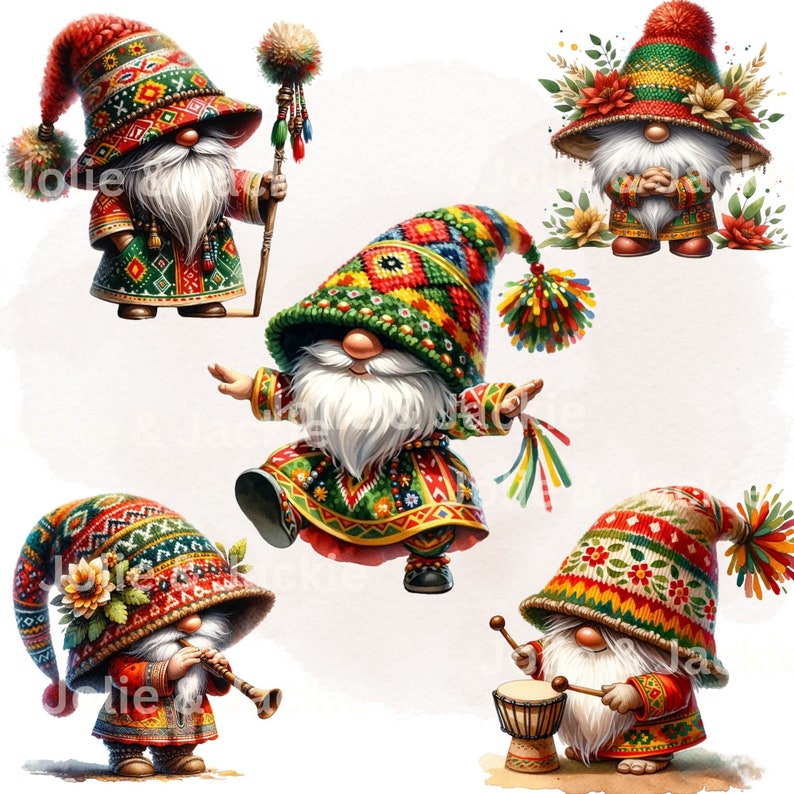 Watercolor African Gnome Gnome Png Clipart Bundle, Black History Month ...