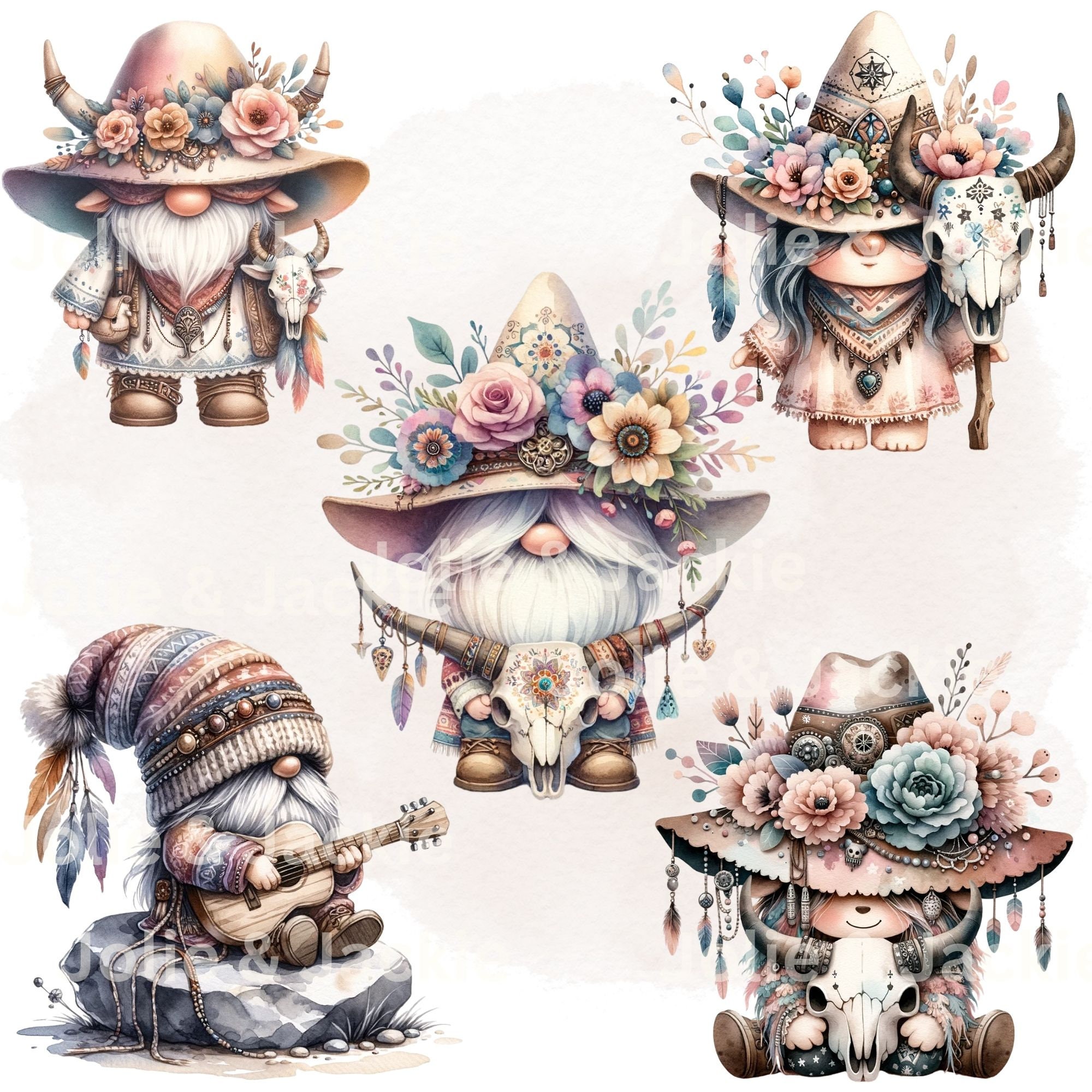 Boho Gnome, Boho Western PNG Clipart Set, Floral Western PNG, Western ...