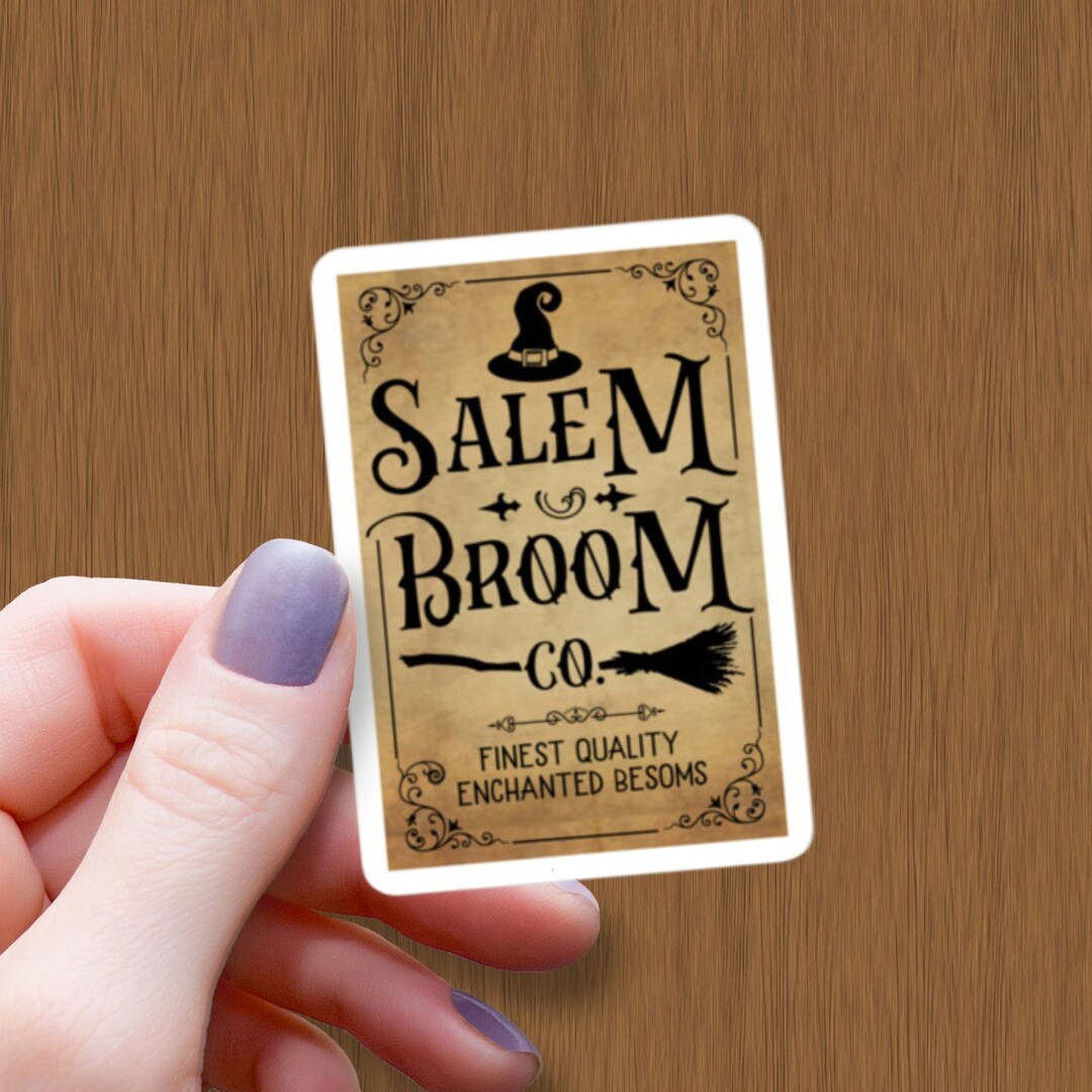 Salem Broom Co Waterproof Glossy Sticker, Witches Broom Sticker ...