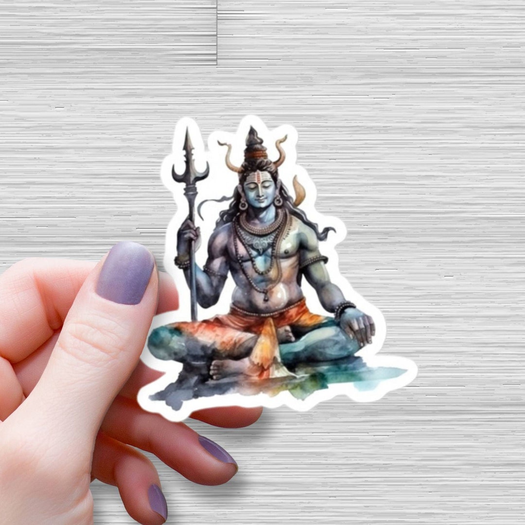 The God Shiva Waterproof Glossy Sticker, Shiva Watercolor Sticker ...