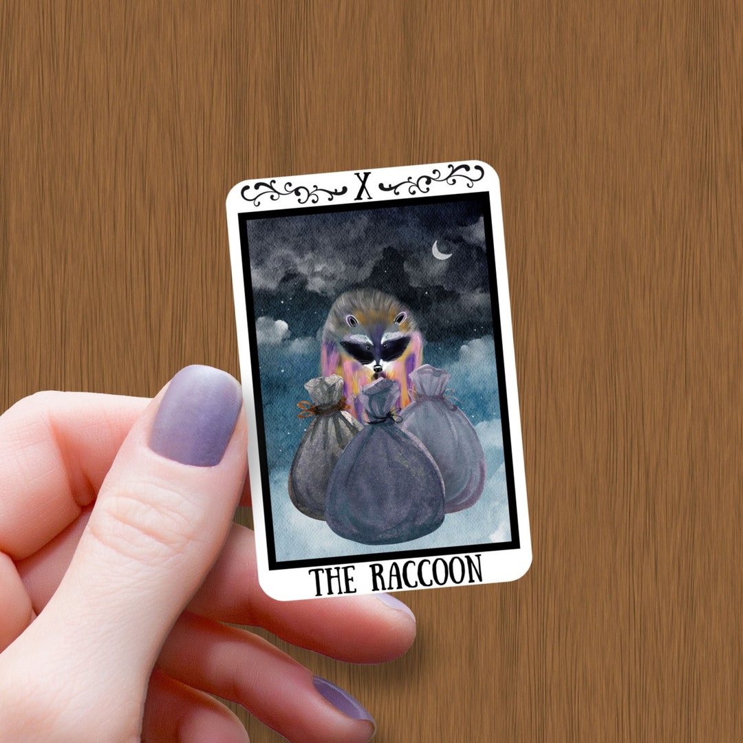 The Raccoon Tarot Card Waterproof Glossy Sticker, Witchy Sticker ...