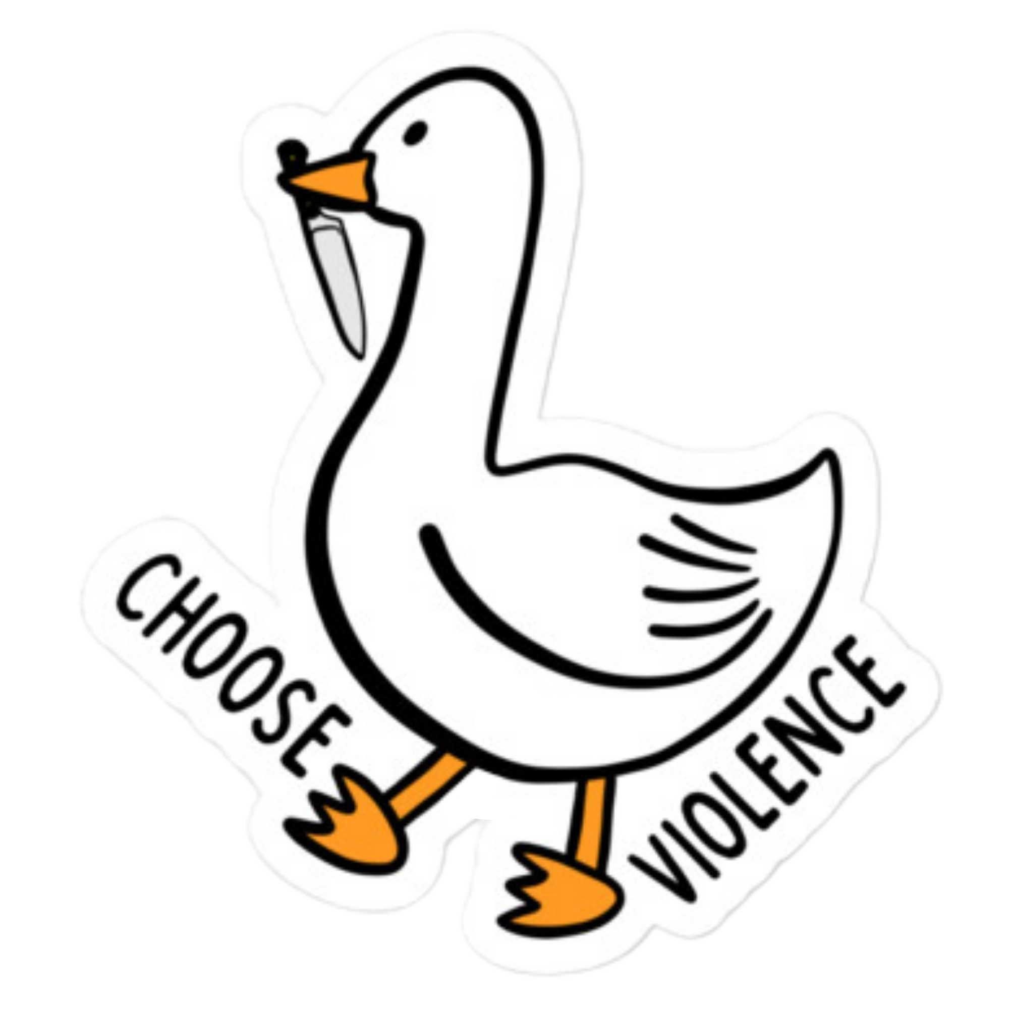 Goose With Knife Sticker, Funny Meme Sticker