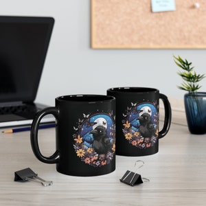 Witchy Moon Floral Raven Coffee Mug, Black, 11 Oz, 15 Oz, Baby Crow Mug ...
