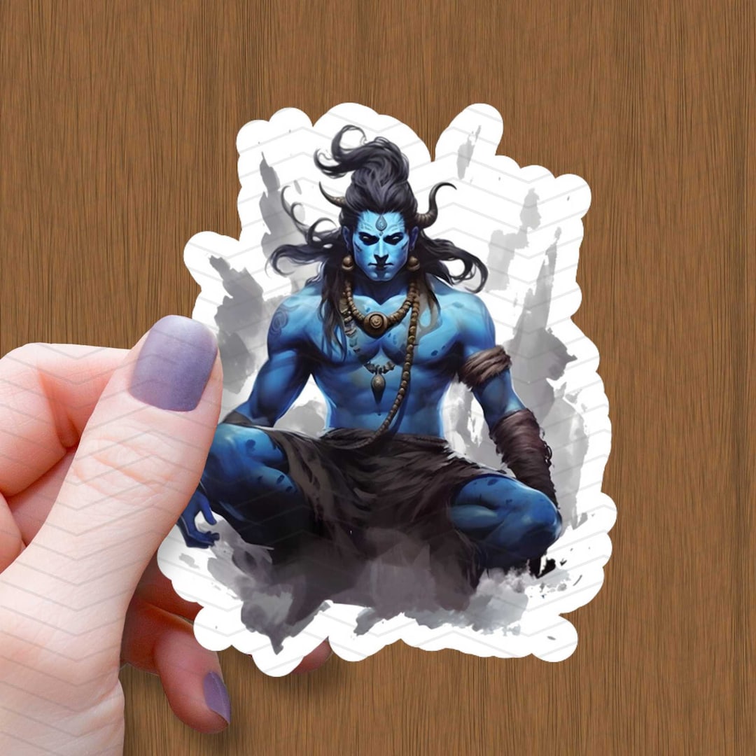The God Shiva Waterproof Glossy Sticker, Shiva Watercolor Sticker ...
