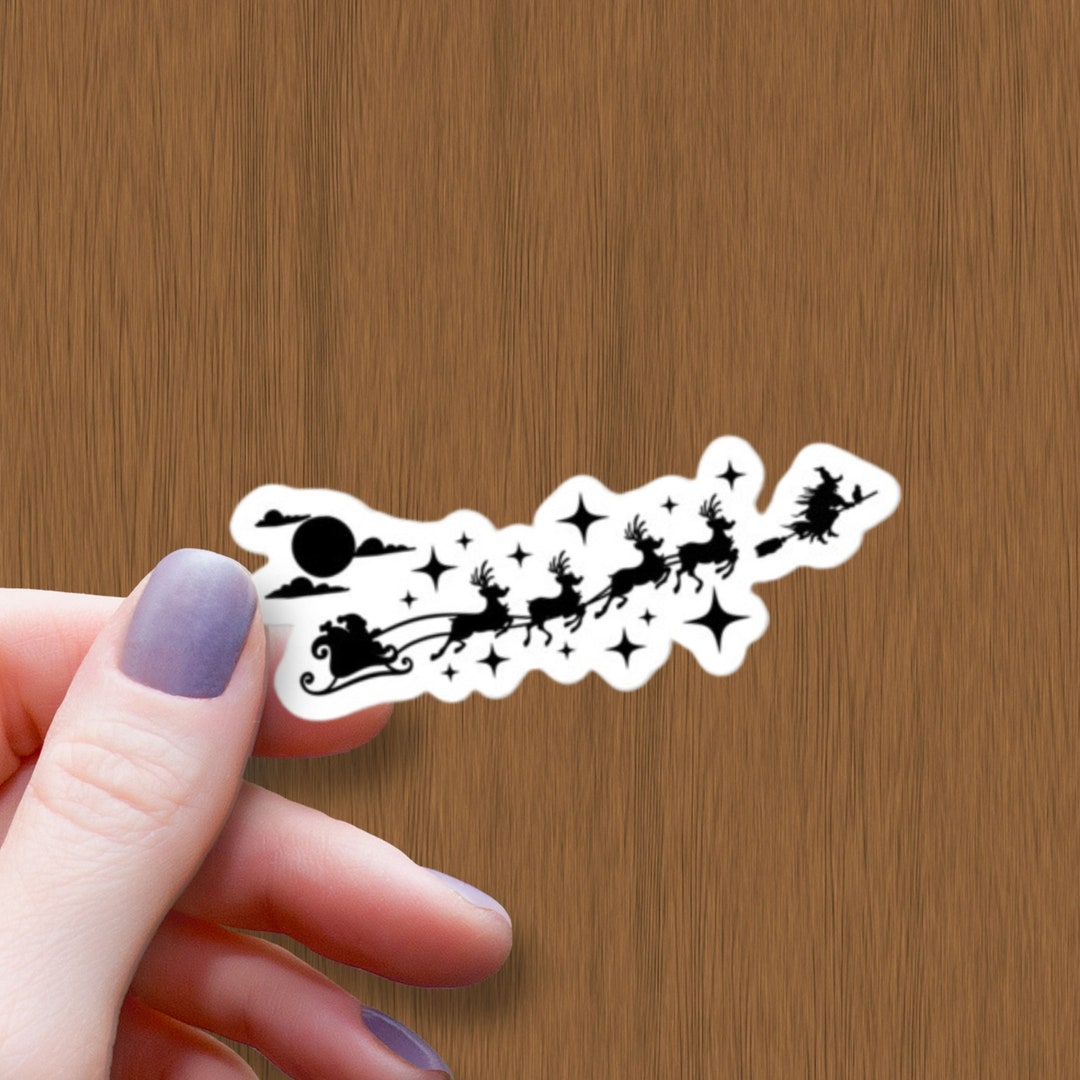 Witch Racing Santa Waterproof Sticker: Halloween Christmas Decal - Etsy