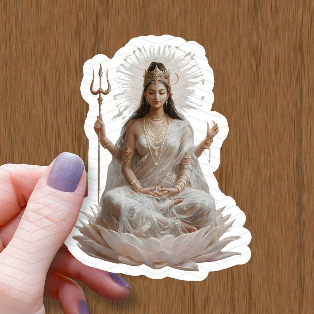 Supreme Goddess Para Devi Waterproof Glossy Sticker, Goddess on Lotus ...