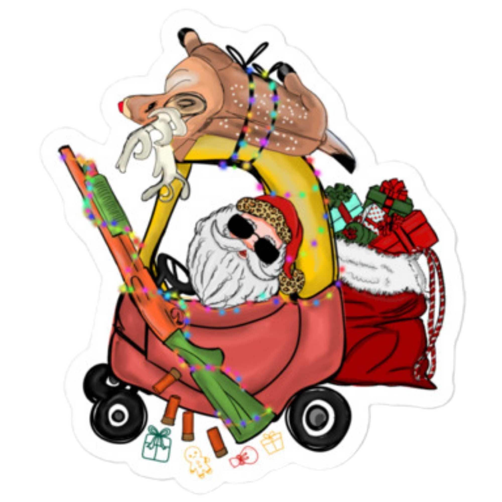 Santa the Hunter VS Rudolph Waterproof Glossy Sticker - Etsy
