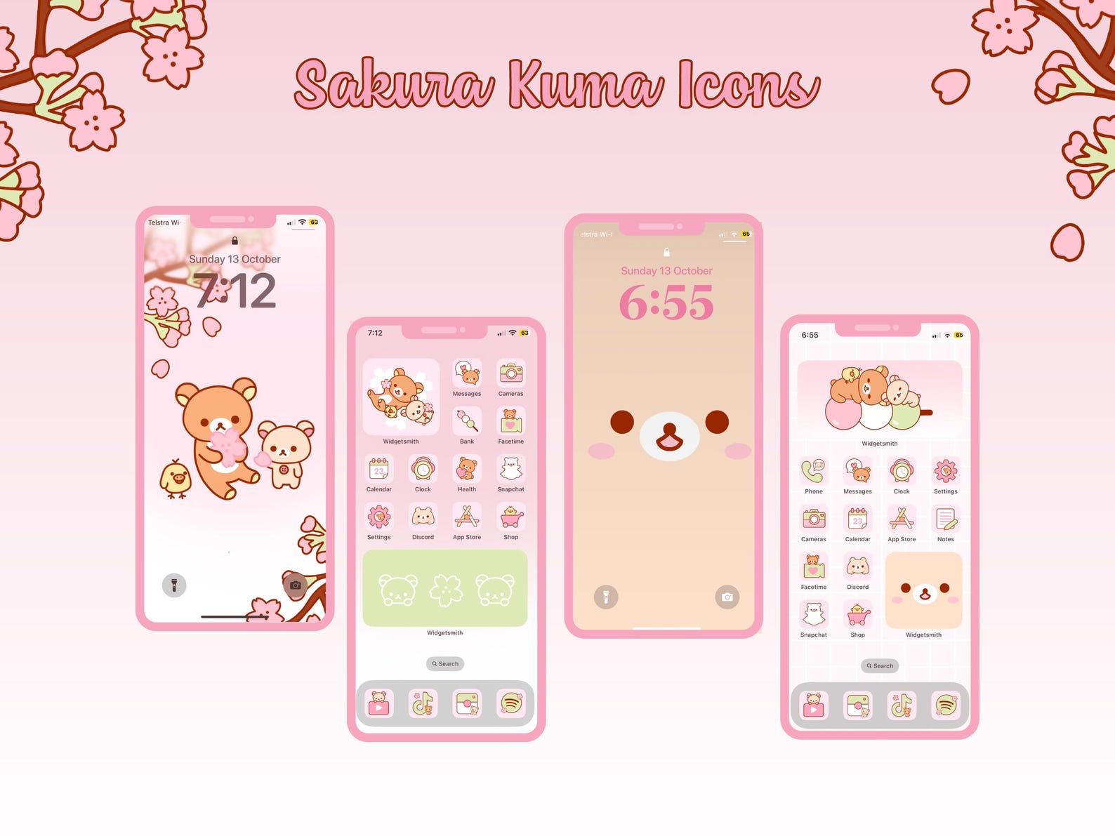 Sakura Kuma Icon Pack, Cute Icons, Pink Icon Set, Ios and Android App ...