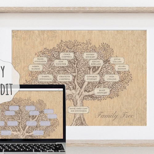 4 Generation Family Tree Template 8x10inch PDF & JPG Files - Etsy