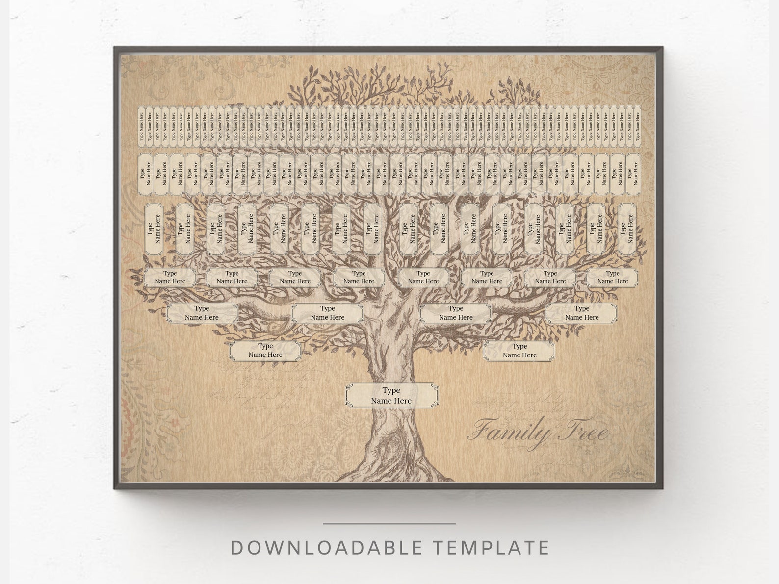 7 Generation Family Tree Editable Template 16x20inch, PDF File Instant ...