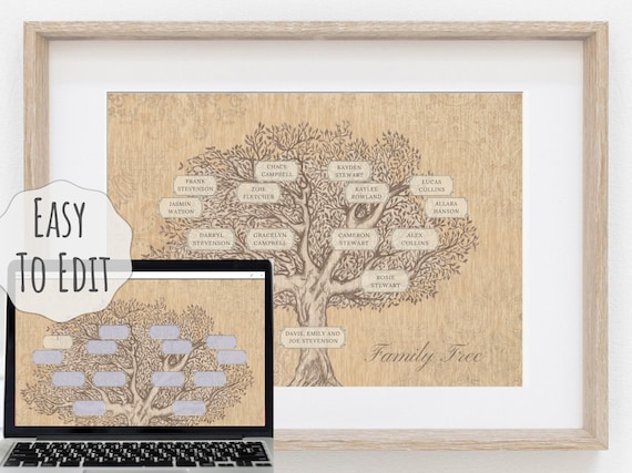4 Generation Family Tree Template A4 Size PDF and JPG Files - Etsy