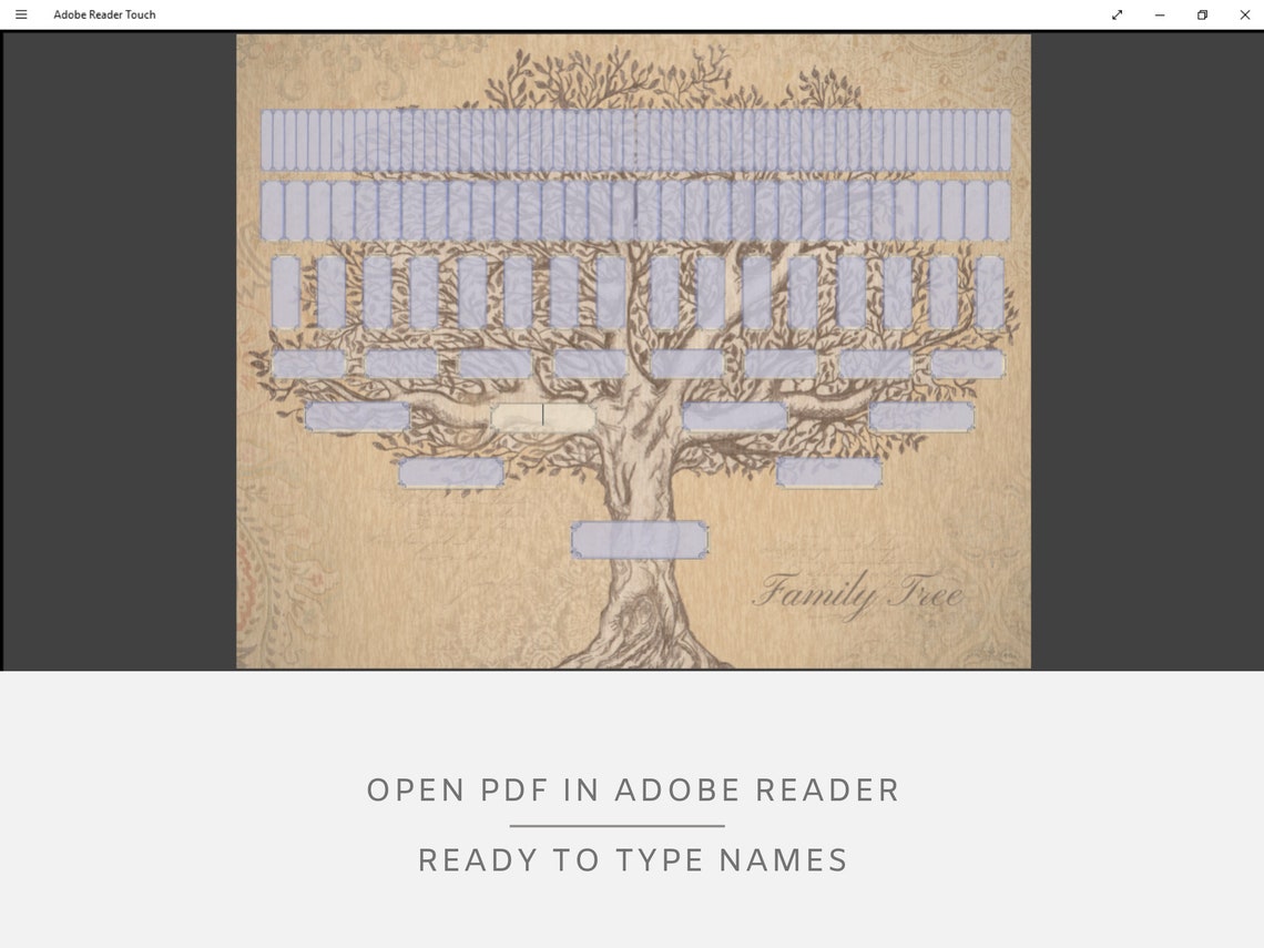 7 Generation Family Tree Editable Template 16x20inch, PDF File Instant ...
