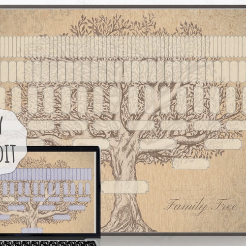 8 Generation Family Tree Editable Template 16x20inch PDF File - Etsy