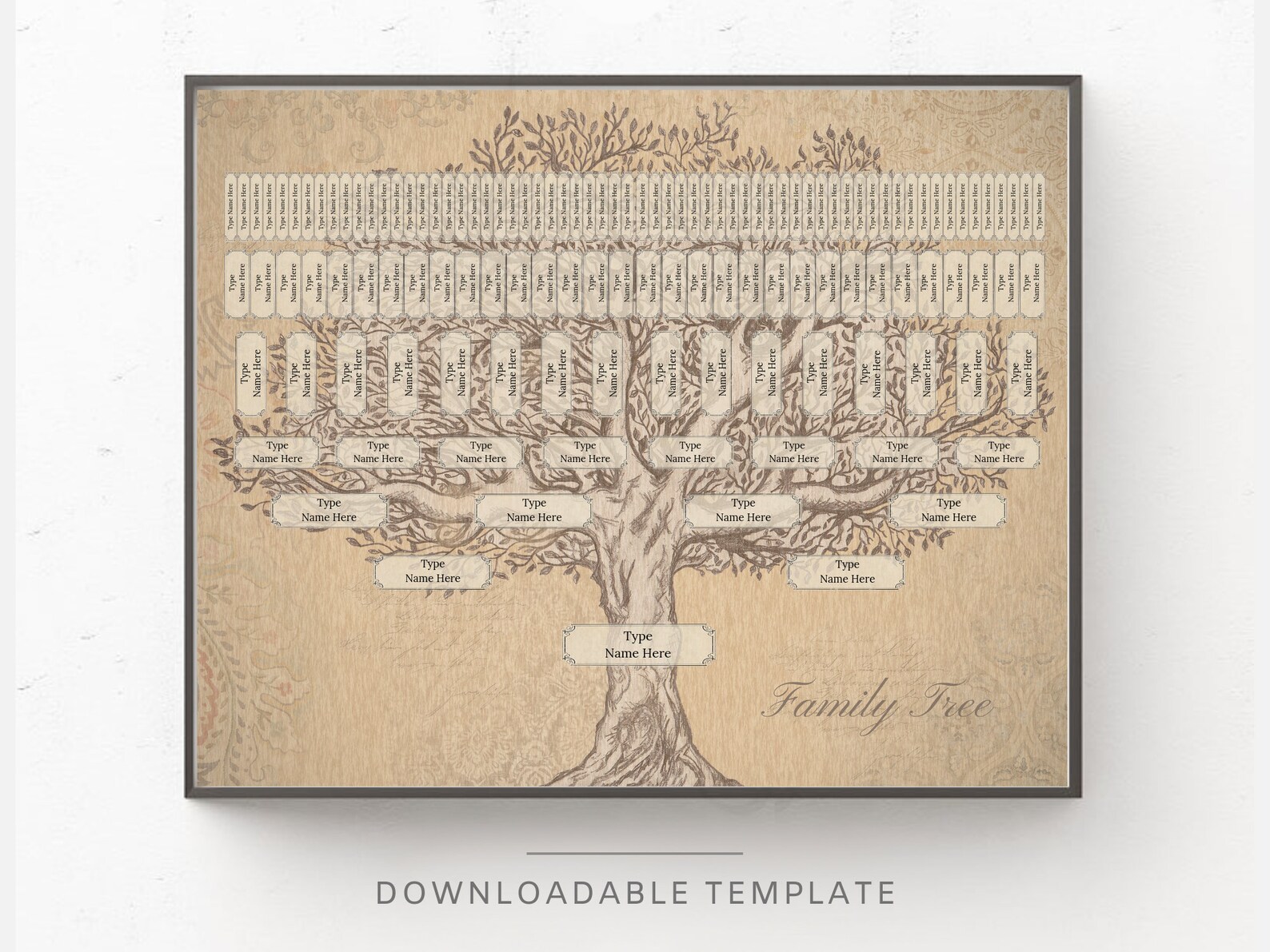 7 Generation Family Tree Template 11x14inch, PDF File Instant Download ...