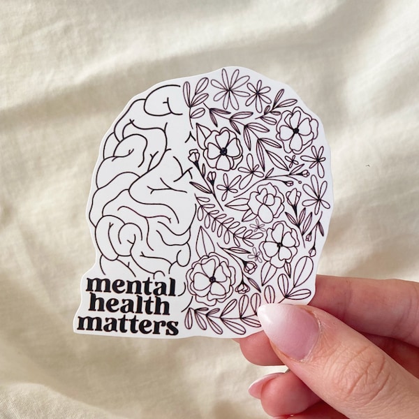 Brain Sticker Black and White - Etsy